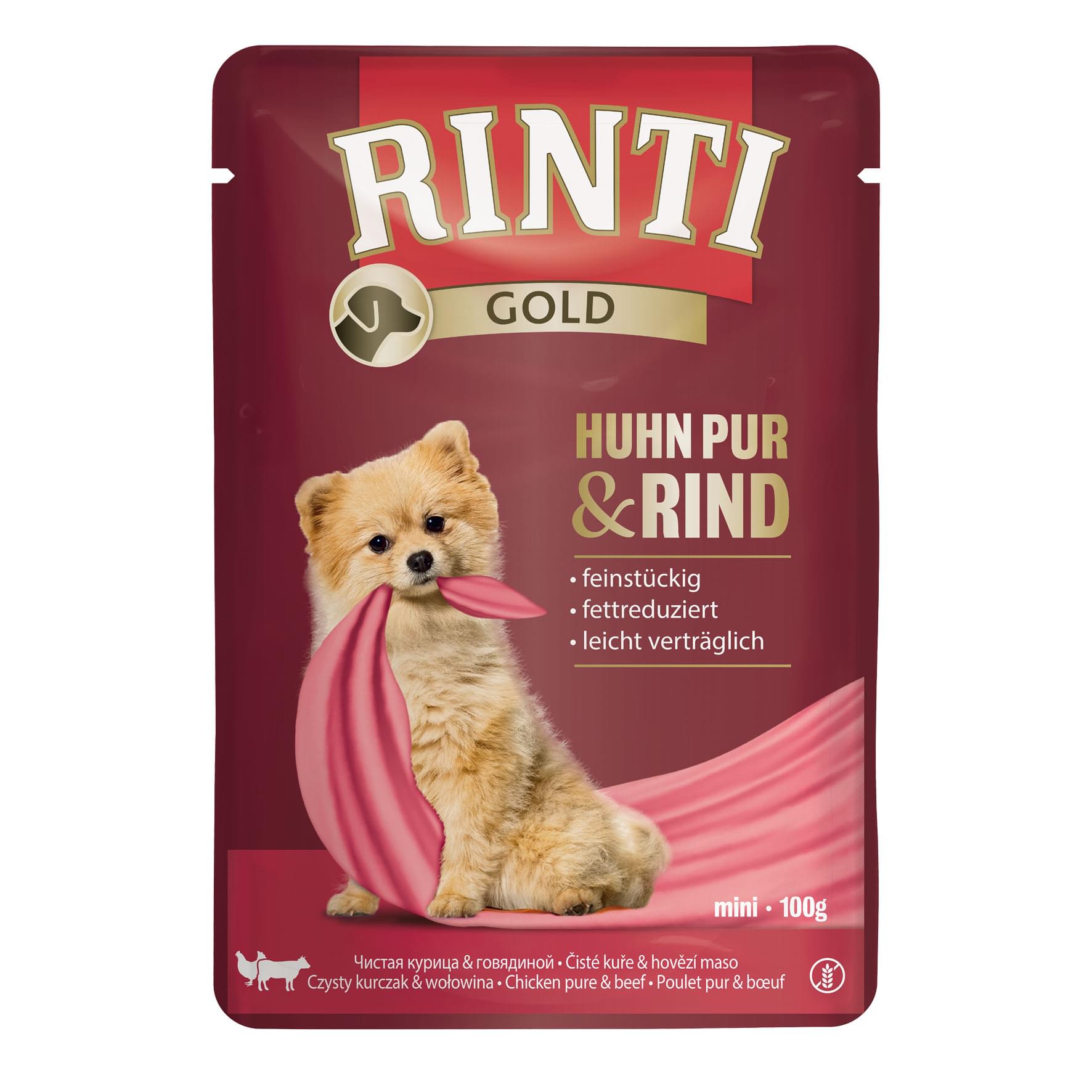 Rinti Gold Mini Huhn PUR & Rind 10x100g – ZOOSHOP